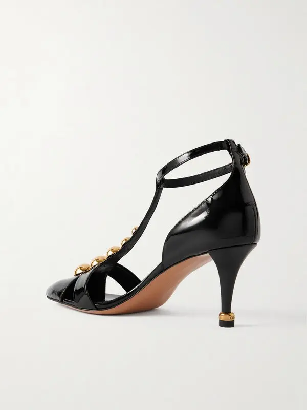 Chloé Cleiat Embellished Patent-leather Pumps - Black