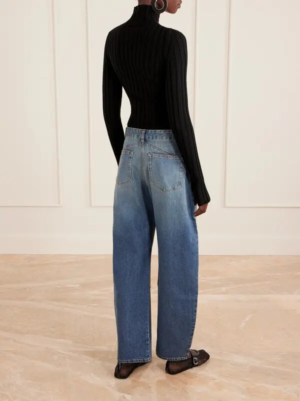 Alaïa Ribbed Wool Turtleneck Bodysuit - Black