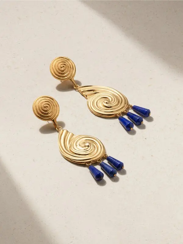 Juju Vera Eliza Gold-tone Lapis Earrings - Blue