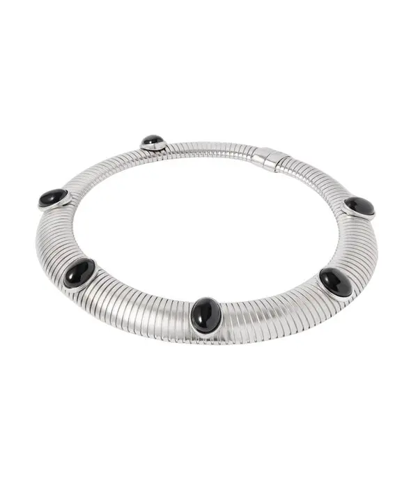 JULIETTA Celeste Rhodium-plated Onyx Choker
