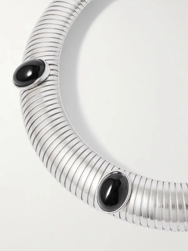 JULIETTA Celeste Rhodium-plated Onyx Choker