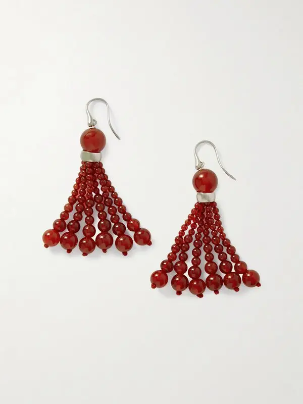 Le Sundial Venice Opera Tasseled Carnelian Earrings - Red