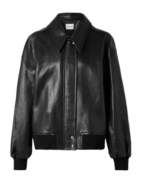 Khaite Shelman Leather Bomber Jacket