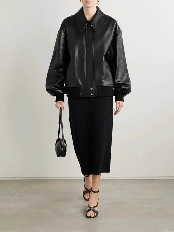 Khaite Shelman Leather Bomber Jacket