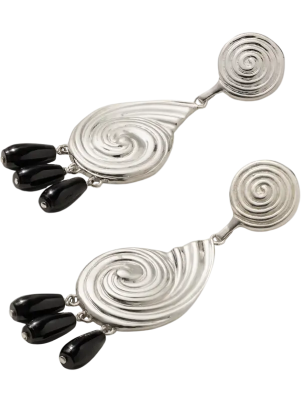 Juju Vera Eliza Silver Onyx Earrings - Black