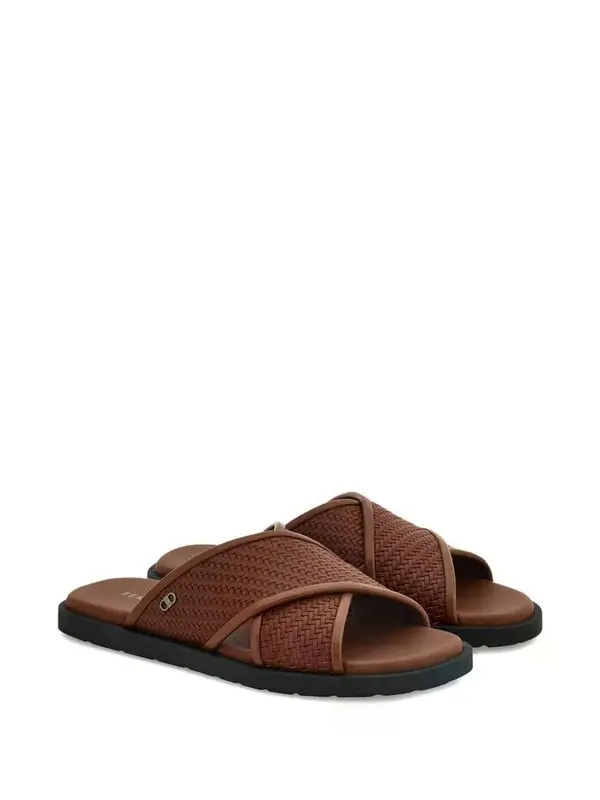 FERRAGAMO Gancini-plaque Sandals - Brown
