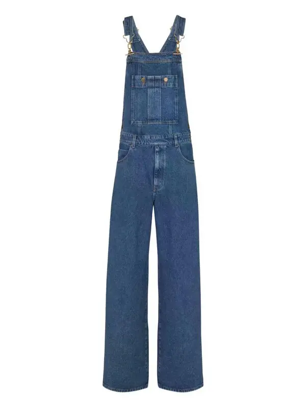 Balmain T-bar-fastening Denim Jumpsuit - Blue