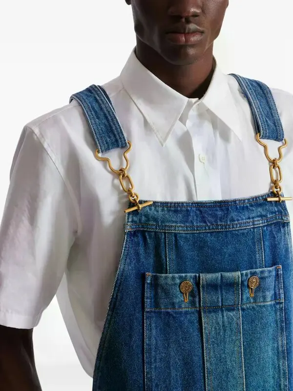 Balmain T-bar-fastening Denim Jumpsuit