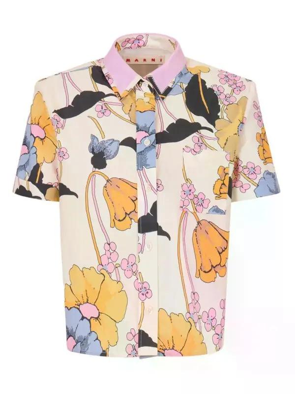 Marni Floral-print Pocket Shirt - Neutrals