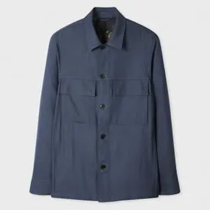 Paul Smith Washed Navy Textured Wool-lyocell Overshirt