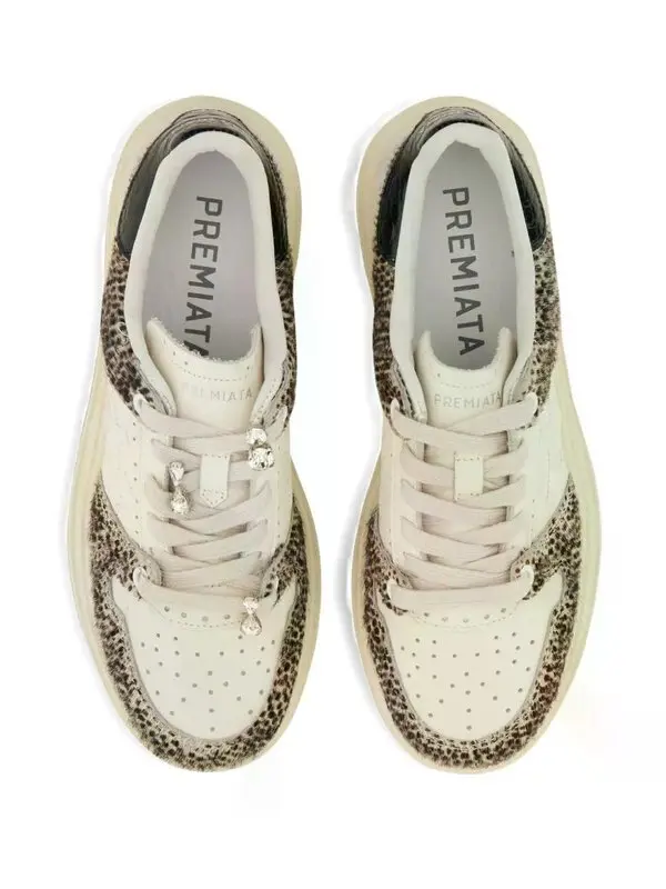Premiata Quinnd 7655 Animal-print Sneakers - Neutrals