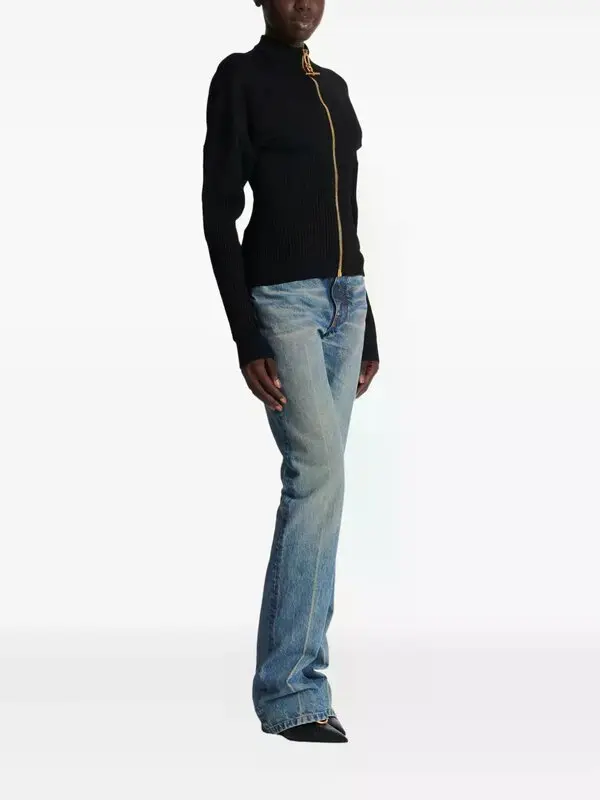 Balmain Zipped Knit Cardigan - Black