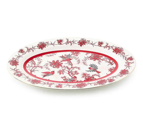 MACKENZIE-CHILDS Cardinal Toile Oval Platter
