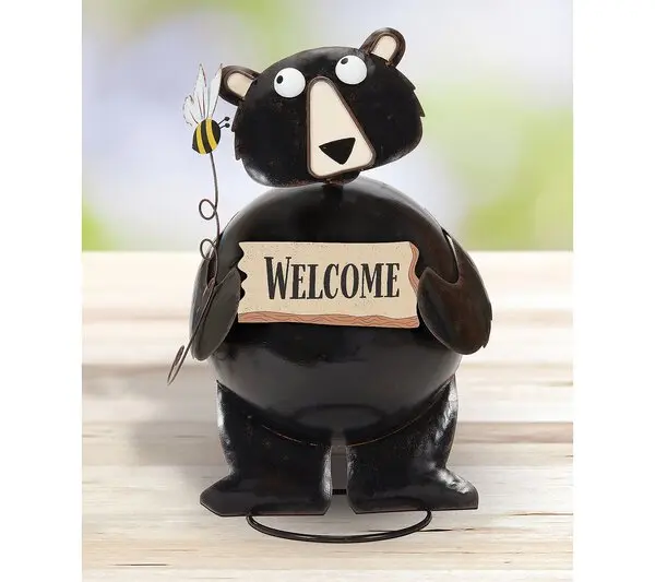 SUNSET VISTA DESIGNS Clyde The Bear 'welcome' S Ign - One-color