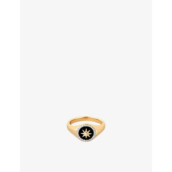 ASTRID & MIYU Star Signet Ring - 18ctgoldplatedsilver