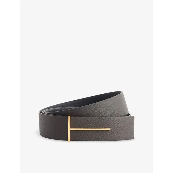 TOM FORD Slim T Leather Belt - Brown+black
