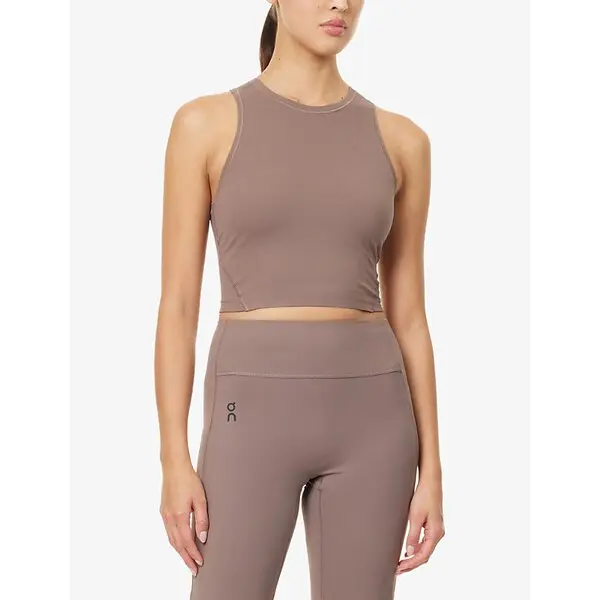 On Studio Stretch-woven Cropped Top - Ash