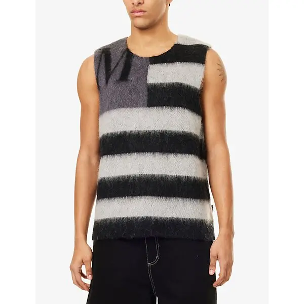 MAINS Striped Wool-blend Vest