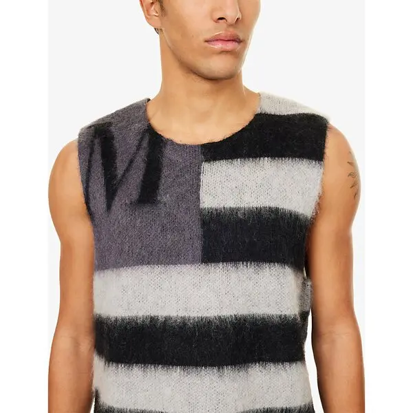 MAINS Striped Wool-blend Vest