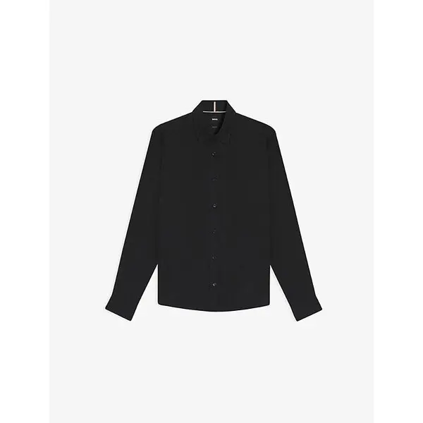BOSS Kent-collar Slim-fit Cotton-blend Shirt - Black