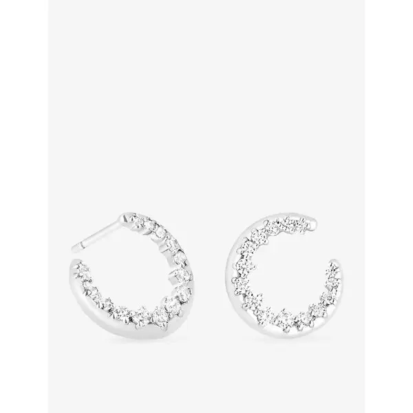 ASTRID & MIYU Orbit Pavé Rhodium Plated Sterling-silver And Cubic Zirconia Hoop Earrings - Rhodiumplatedsilver