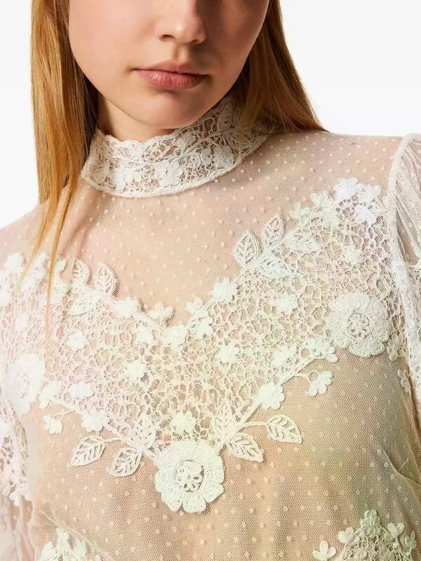TWINSET Floral-lace Tulle Mini Dress - White | Editorialist