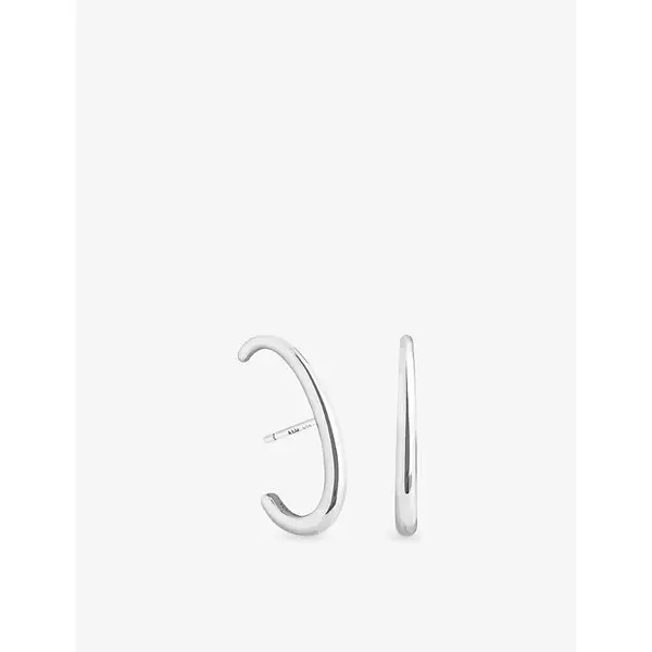 ASTRID & MIYU Orbit Dome Cuff Stud Earrings - Rhodiumplatedsilver