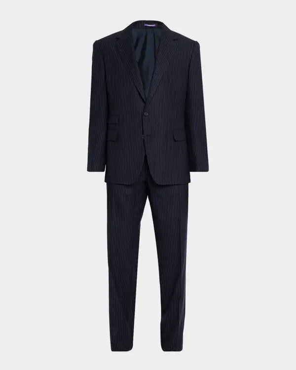 Ralph Lauren Gregory Hand-tailored Stripe Wool Suit - Blue/whi