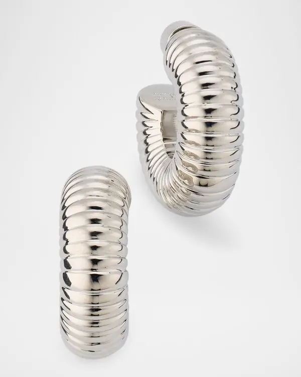 KENNETH JAY LANE Ribbed Hoop Earrings - Polished G