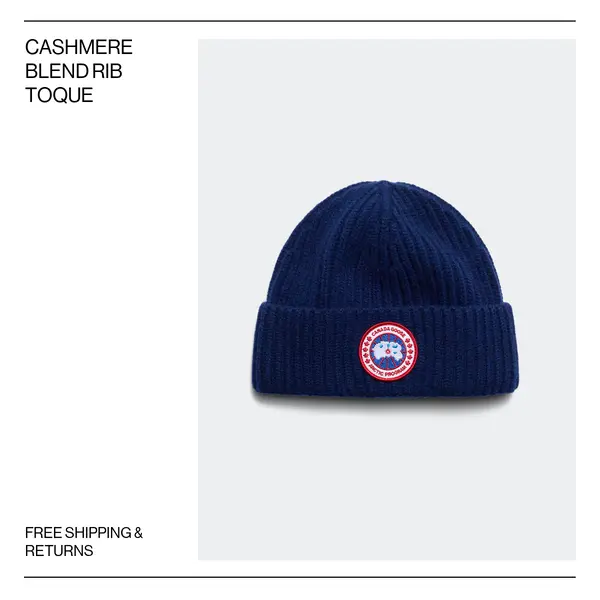 Canada Goose Cashmere Blend Ribbed Toque - Atlantic Nvy