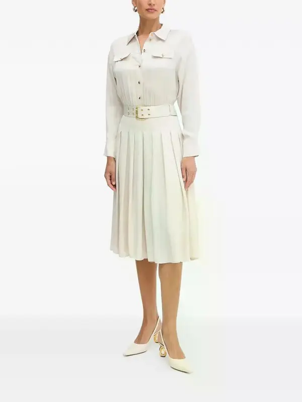 MARCIANO Polo-collar Pleated Midi Dress