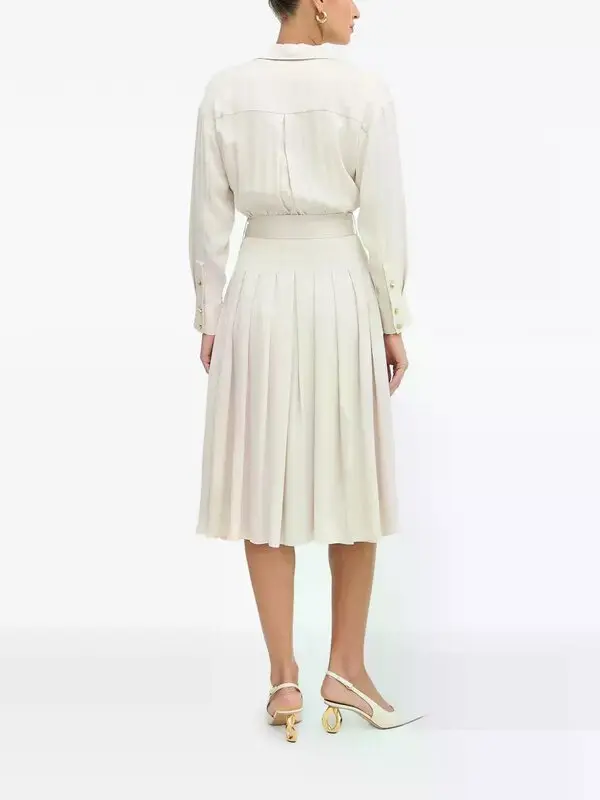 MARCIANO Polo-collar Pleated Midi Dress
