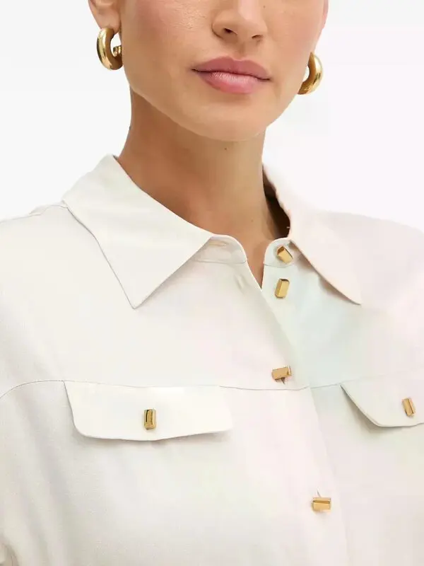 MARCIANO Polo-collar Pleated Midi Dress