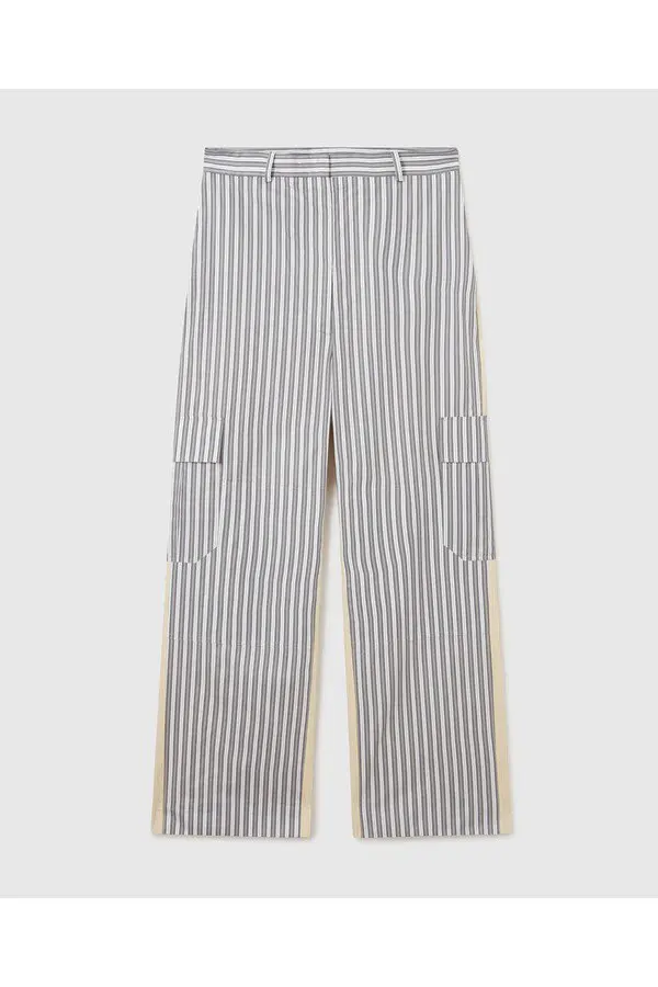 Stella McCartney Oversized Mixed Stripe Cargo Trousers - White