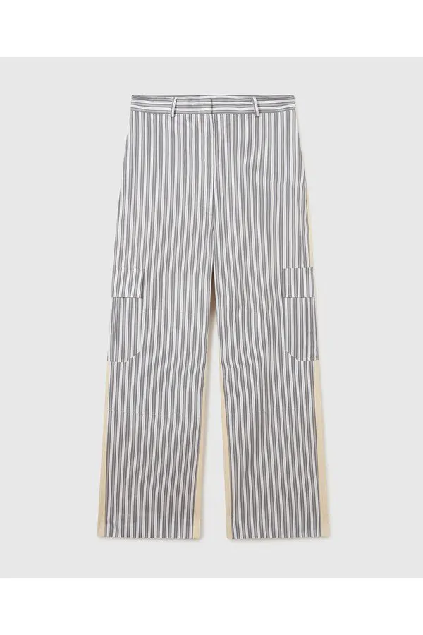 Stella McCartney Oversized Mixed Stripe Cargo Trousers - White
