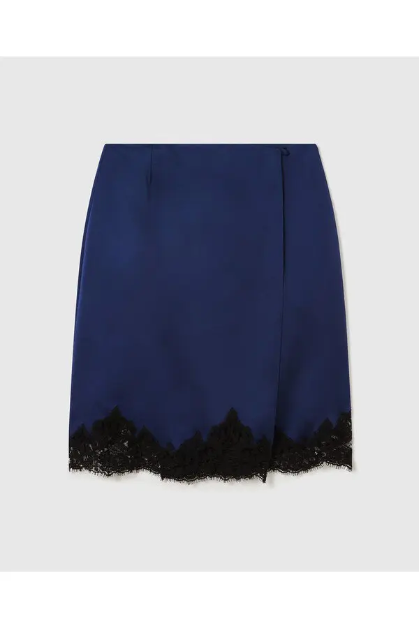 Stella McCartney Iconic Lace Trim Midi Skirt - Black