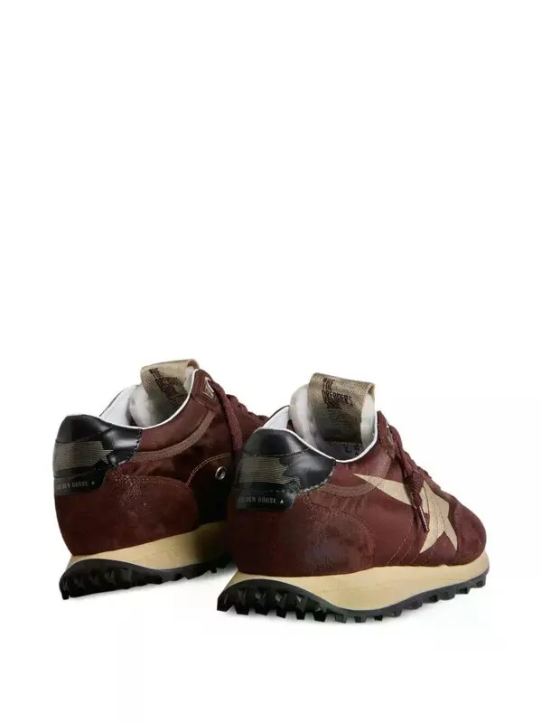 GOLDEN GOOSE Marathon Trainers With Satin Upper And Platinum Leather Star - Brown