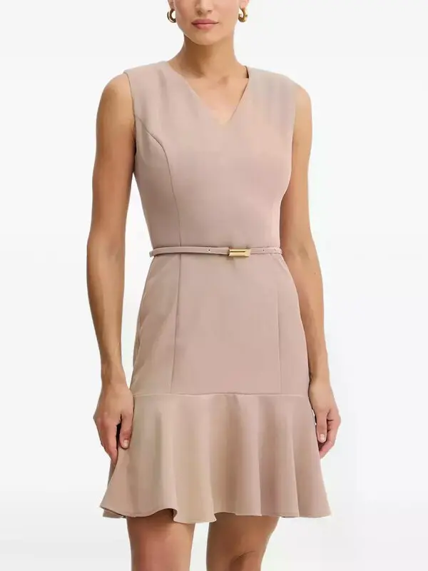 MARCIANO Belted V-neck Midi Dress
