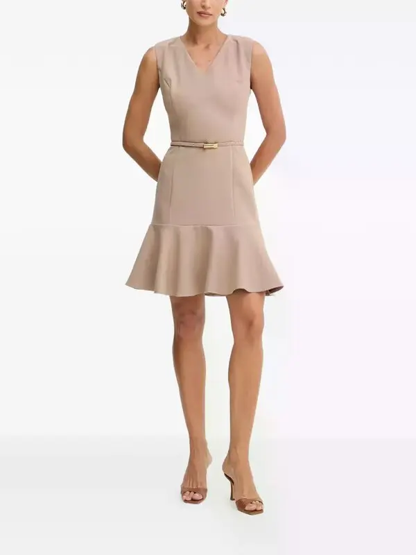 MARCIANO Belted V-neck Midi Dress