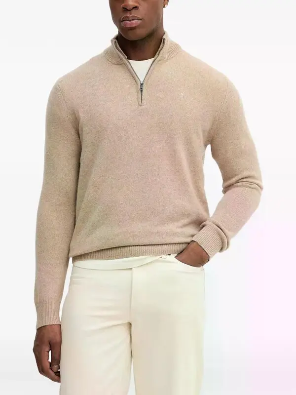 HACKETT Elbow-patch Half-zip Sweater - Neutrals