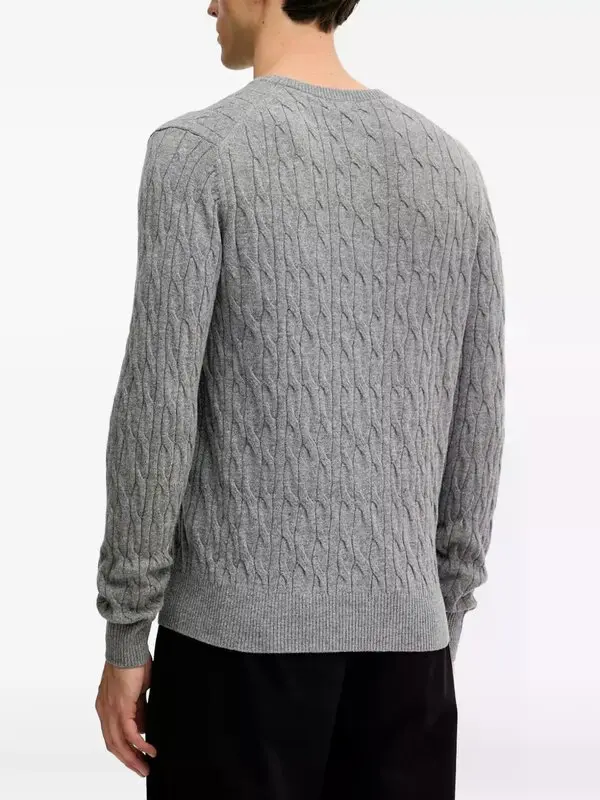 HACKETT Crew-neck Cable Knit Sweater - Grey