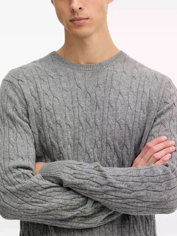 HACKETT Crew-neck Cable Knit Sweater - Grey