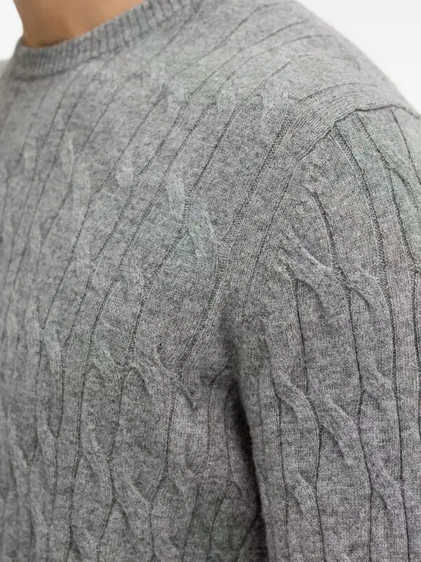 HACKETT Crew-neck Cable Knit Sweater - Grey