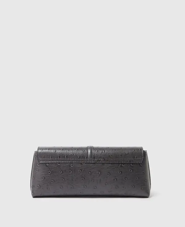 Stella McCartney Ryder Ostrich Pochette Shoulder Bag - Slate