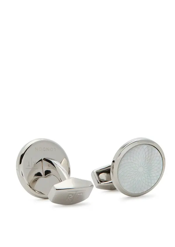 Tateossian Engraved Mother Of Pearl Cufflinks - Silver