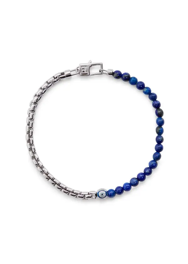 Tateossian Beaded Rhodium-plated Bracelet - Blue