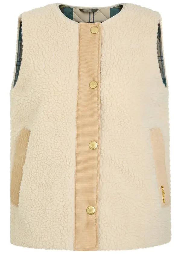 Barbour Corduroy-trim Fleece Gilet - Ecru