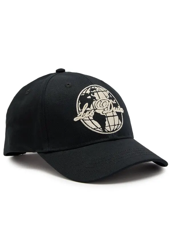 LES DEUX Globe Embroidered Cap - Black