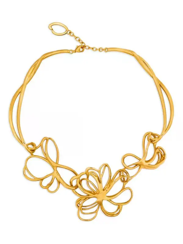 Oscar De La Renta Threaded Flower Necklace - Gold