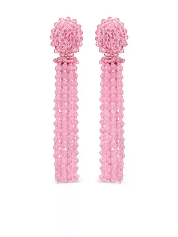 Oscar De La Renta Beaded Tassel Earrings - Pink
